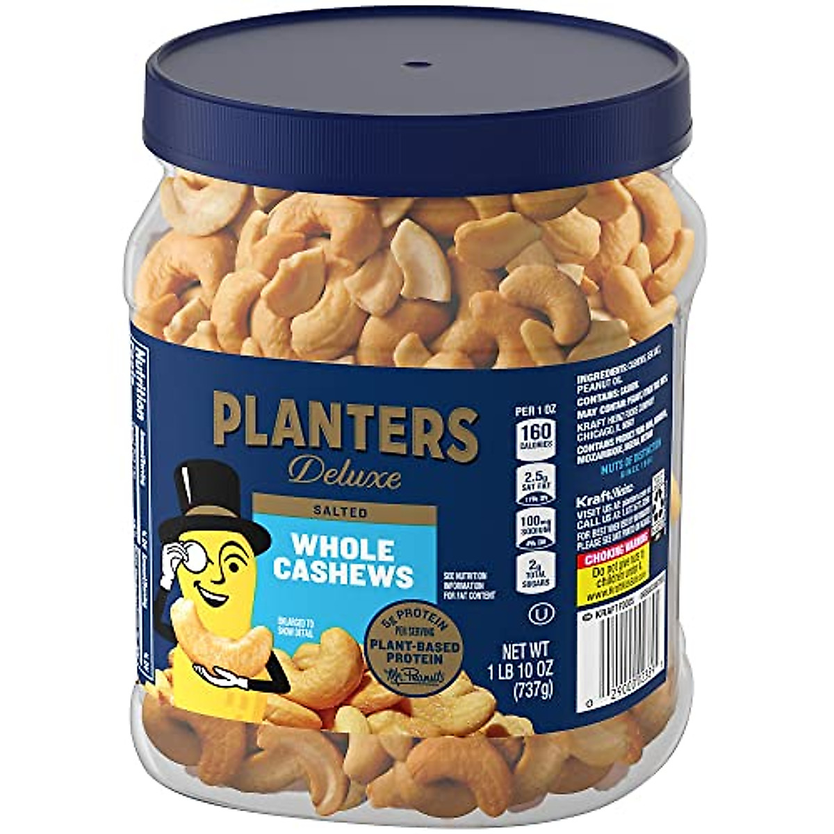 PLANTERS Fancy Whole Cashews with Sea Salt, 26 oz. Resealable Jar - Made with Simple Ingredients - Good Source of Vitamins and Minerals - Kosher (Packaging May Vary)