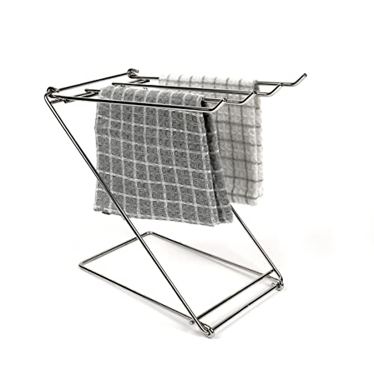 LENITH Stainless Steel Washcloth Holder Dish Rag Cloth Holder, 4 Arms Folding Towel Drying Rack for Kitchen countertop Bathroom, Hand Towel Stand Rack, Silver