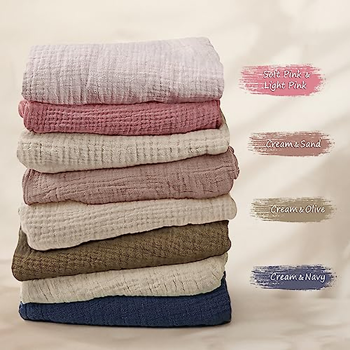 lulumoon Muslin Bassinet Sheets Fitted - Universal Cotton Baby Sheets for Rectangle, Hourglass or Oval Bassinet Mattress (Sand & Cream)