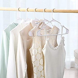 Pretigo Plastic Hangers Clothes Hangers Plastic -50 Pack-Clothing Hangers for Adult White Hangers Plastic Clothes Hanger with Notches Hangers for Clothing Suit…