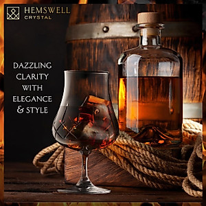 Hemswell Crystal Small Cut Crystal Brandy Snifter Glass - Traditional Cut Elegant and Refined Crystal Cut Glass - Nosing Glass - Suitable for Most Neat Spirits - Made in Europe
