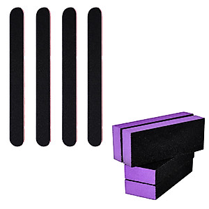 LNAUJS 8 Pack Nail File and Buffer Block, Portable Manicure Tools Kits, 100/180 Grit, Black Nail Pedicure File and Sanding Buffing Grinding Plisher File