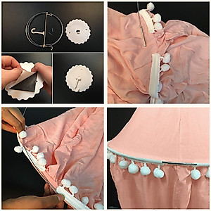 Bed Canopy for Girls Bed with Pom Pom, Cotton Dome Mosquito Net for Baby, Kids Indoor Outdoor Playing Reading, Bedroom Decoration (Peach Pink)