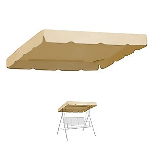 YardGrow 77''x43'' Swing Canopy Replacement Cover Patio Swing Replacement Canopy Top Cover Garden Outdoor, Canopy ONLY (Beige)