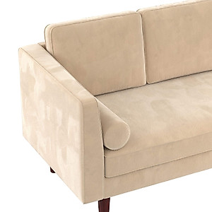 DHP Nola Mid Century Modern Upholstered Daybed and Chaise Lounger, Ivory Velvet