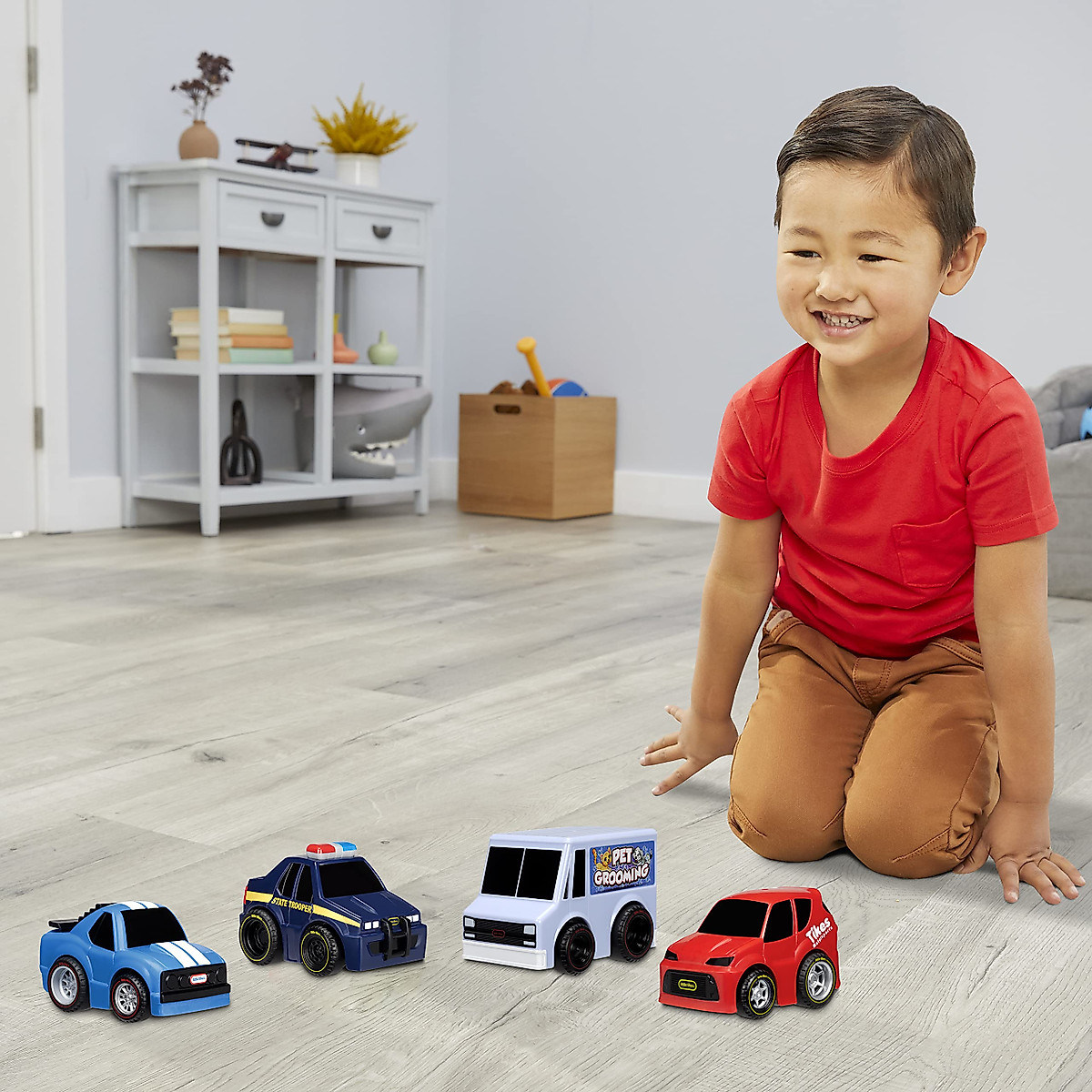 Little Tikes My First Cars Crazy Fast Cars Police Car (Trooper) Pullback Toy Car Vehicle with Epic Speed and Distance, Goes up to 50 ft
