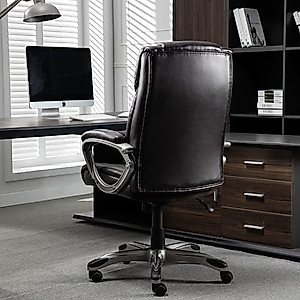 JC Home Executive Swivel Desk Silver Finished Padded Armrest and Chrome Frame Office Chair (Brown)