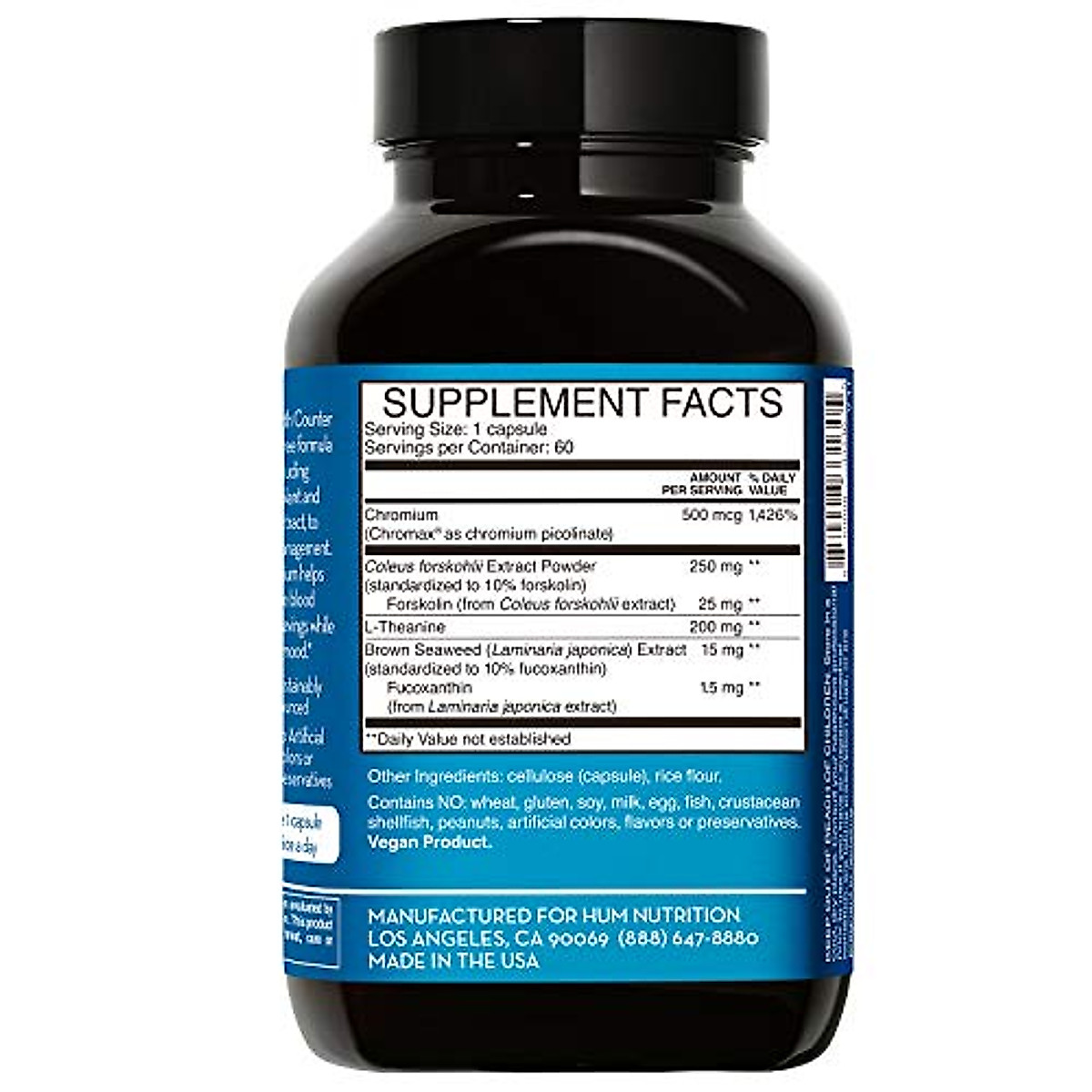 HUM Counter Cravings - Craving Suppressant + Metabolism Booster - Chromium Supplements with L-Theanine, Seaweed Extract & Forskolin to Support a Healthy Lifestyle (60 Capsules)