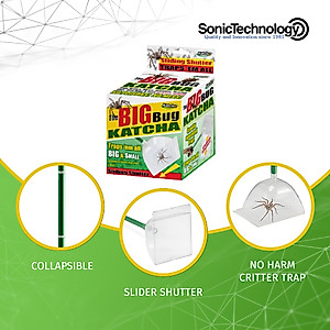 Katcha Acrylic Critter Catcher Live Trap Catcher with Handle for No Harm Trap - Large Plastic Bug Trap, Bug Container & Bug Catcher for Safely Capturing Insects & Pests