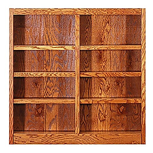 Traditional 48" Tall 8-Shelf Double Wide Wood Bookcase in Espresso
