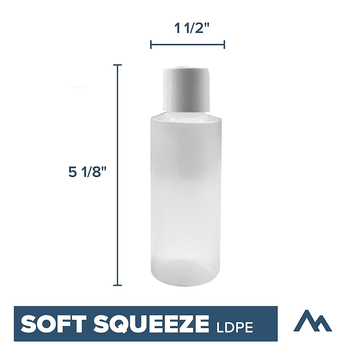 Pinnacle Mercantile Easy Squeeze Plastic Bottles with Disc Flip Cap/Lid 4 oz Set of 8 Empty