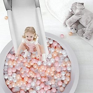 TRENDPLAY Pit Ball for Baby Toddlers Pet Fun Toys for Ball Pit Pool Playpen, Indoor Outdoor Play with Storage Bag, Pack of 100, Pink+Gold+White+Transparent
