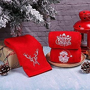 MCEAST 3 Pack Christmas Hand Towels Pure Cotton Towels Christmas Decorative Dish Towels Set for Kitchen Bathroom Home,12 x 18 Inches
