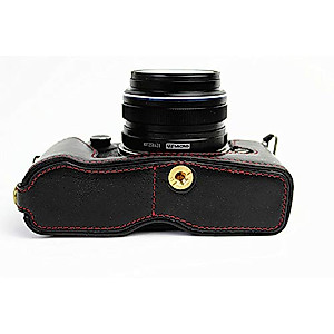 PU Leather Half Body Camera Cover Bag bottom Case For Olympus Pen-F camera ( Pen F)