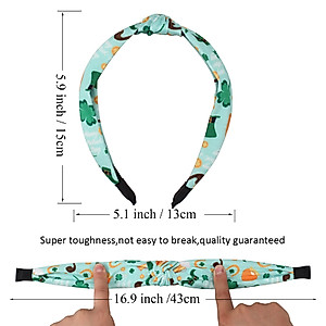 Budsmile Shamrock Headbands for Women Girls Gifts St. Patrick's Day Hairbands Lucky Green Non Slip Hair Hoop Bow Knotted Wide Yoga Hair Band Hair Accessories