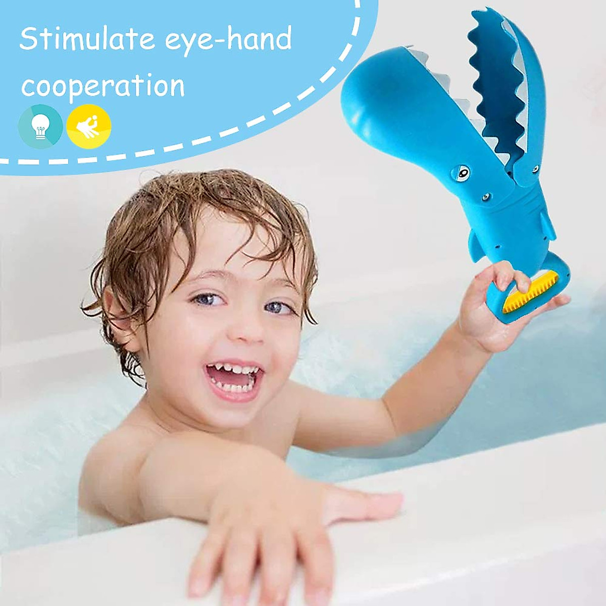 KDO Bath Shark Toys - Cute & Colorful Baby Shark Bath Toy Claw Catcher with 3 Fish – Safe & Nontoxic Water Toys for Bath Tubs, Swimming Pools & Outdoors - Best Bath Toys for Girls and Boys 3+