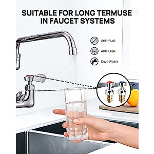 Phivan Lead-Free Brass Handle Stem Assembly Commercial Faucet Parts for Most Commercial Kitchen Sink Faucet Hot and Cold Side Handle Ceramic Cartridge Fits Kitchen, Restaurant, Industrial