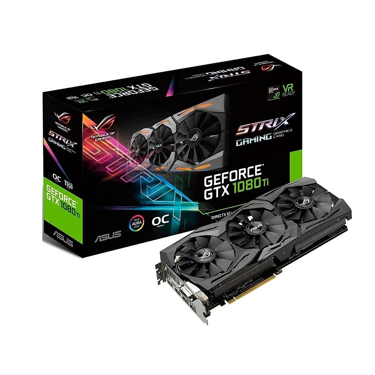 ASUS ROG-STRIX-GTX1080TI-O11G-GAMING GeForce 11GB OC Edition VR Ready 5K HD Gaming HDMI DisplayPort DVI Overclocked PC GDDR5X Graphics Card