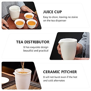 YARNOW Ceramic Chinese Gong Kung Fu Tea Cup Milk Pitcher Cha Hai Tea Fairness Cup Sharing Pitcher Gong Dao Bei Cup (White)