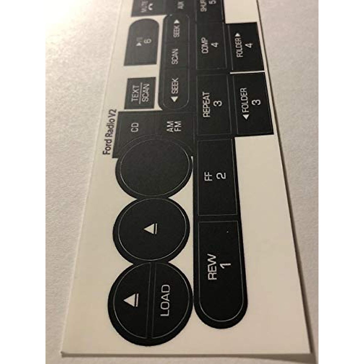 Decal USA brand FITS; 2005 2006 Ford Mustang 4.6 GT Shaker 500 & Convertible Replacement Radio Button Stickers Decals New USA CD Player 6 DISC 6-CD Button Overlay Kit