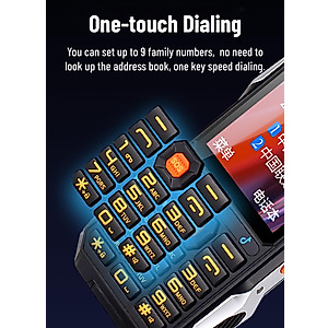 Rugged Senior Cellphone, 4G Large Mobile Phone for Elderly, 4in, 18000mAh Battery, Sound Quick Dial Phone for Android 7.0, Dual LED Lights (Black)