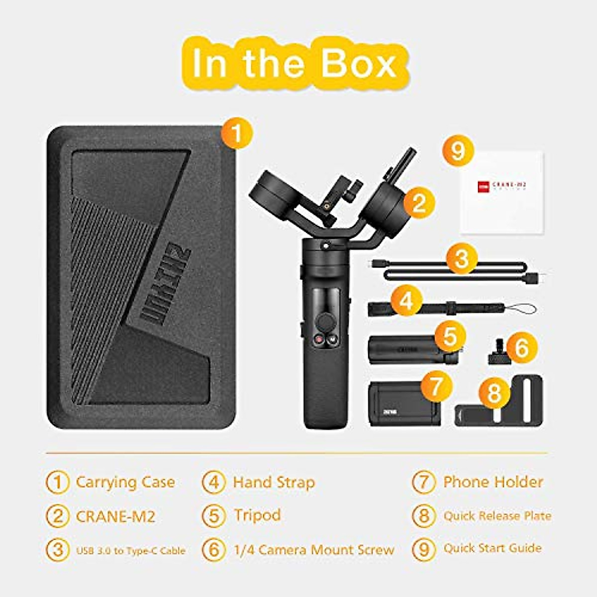 ZHIYUN Crane M2 3-Axis Gimbal Stabilizer for Light Mirrorless Camera,Action Camera,Smartphone,for Sony A6000,A6300,A6500,RX100M,GX85,Gopro Hero 5/6/7,iPhone Xs XR,WiFi/Bluetooth Control,720g Payload