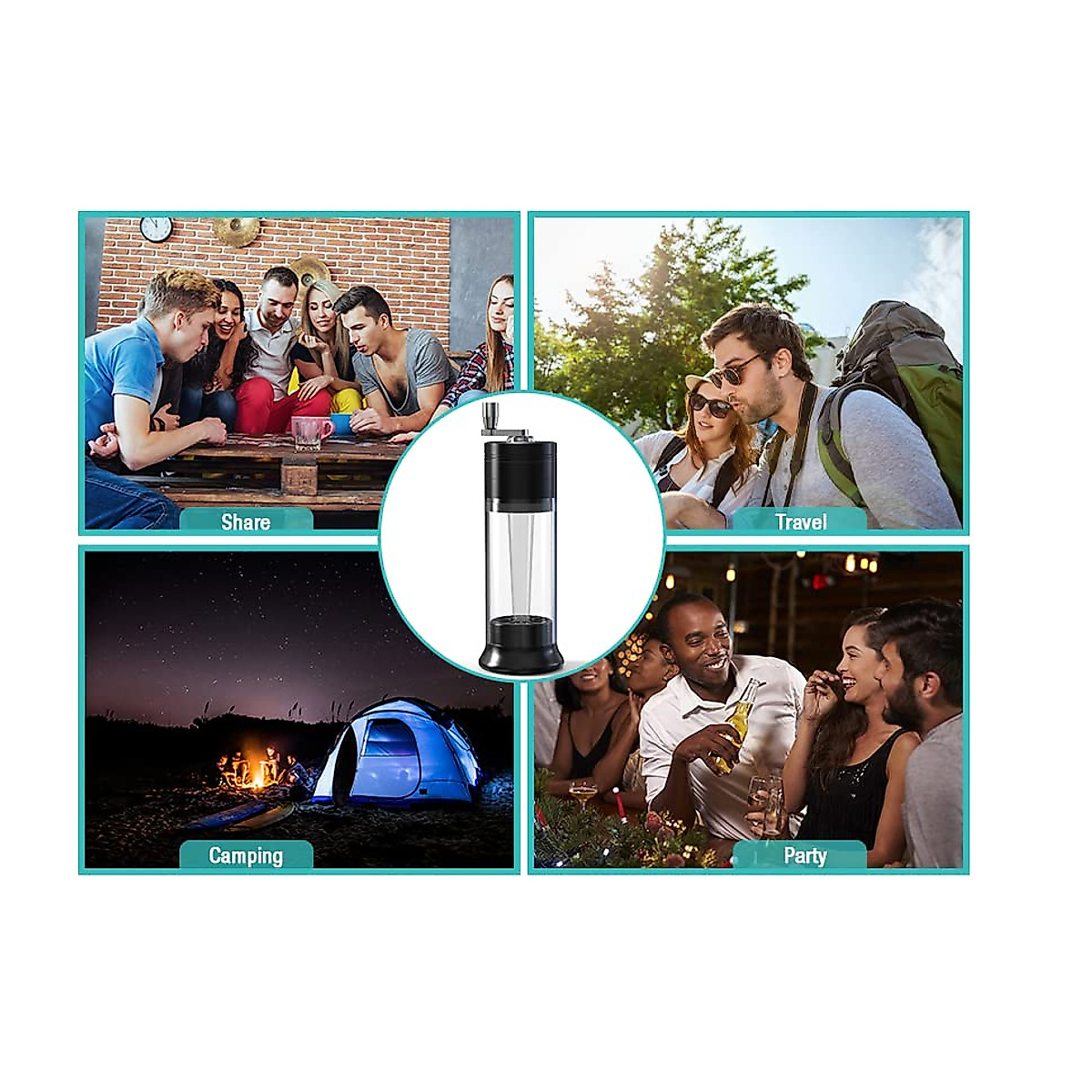 Spice Grinder 3-in-1 Hand Crank Loader Roller Crusher Filler Flower Buds Milling Grinding Storage with Magnetic Lid