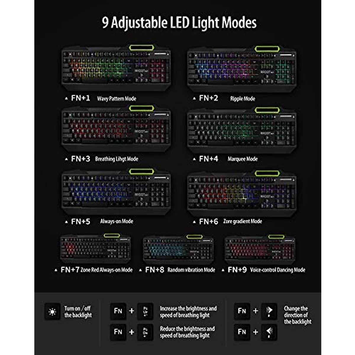 Lumsburry RGB LED Backlit Gaming Keyboard with Anti-ghosting, Light up Keys Multimedia Control, USB Wired Waterproof Metal Keyboard for PC Games Office (Cool Black)