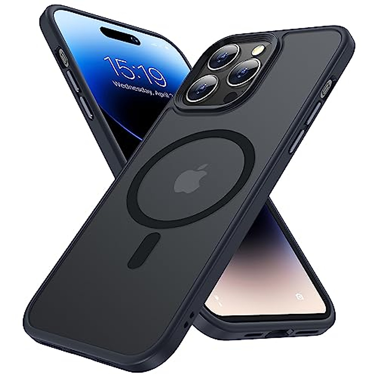 SEASON.C Magnetic Case for iPhone 14 Pro Max Case Compatible with Wireless Charging Men Black Slim Thin Matte Translucent Silicone Edge Protection Shockproof Drop Proof Case 6.7In
