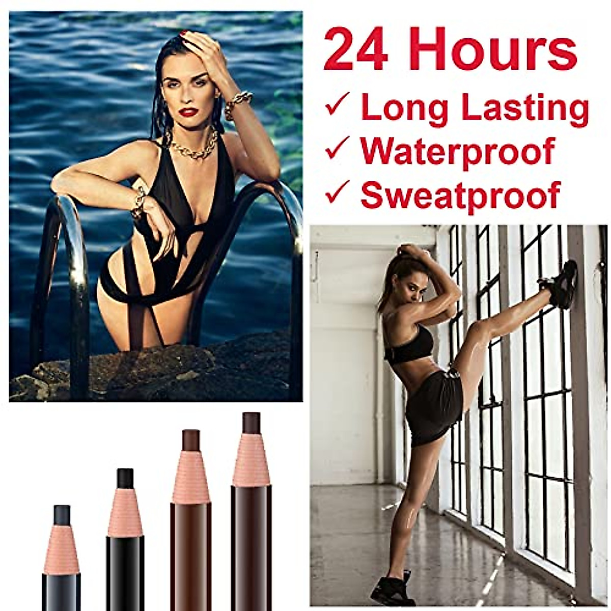 Waterproof Eyebrows Pencil Microblading Eyebrow Pen Supplies Pull Cord Peel-off Brow Pencil Create Long-Lasting Clear Wild Eyebrows (5 Dark Brown)