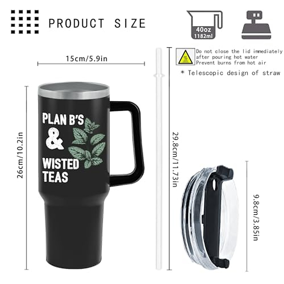 40 oz Tumbler with Handle and Straw Plan B’S & Twisted Teas Tumbler with Lid and Straw Insulated Tumbler Stainless Steel Tumblers