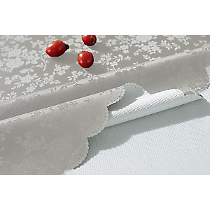 Jeloris Waterproof Vinyl Tablecloth, Rectangle Heavy Plastic Tablecloth, Wipeable Spillproof Oil-Proof Vinyl Table Cover for Kitchen Dining Room (Ivory, 60" x 120")