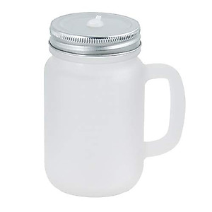 Mason Blank Sublimation Frosted Glass Jar Mugs 430ml with Glass Handles and Straw Drinking Heat Press Dye Transfer 4 pieces