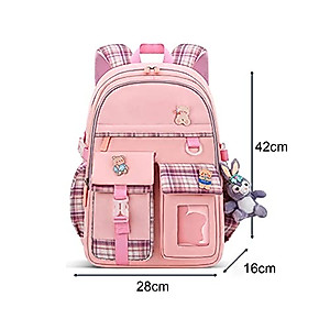 ZTGD Kawaii Backpack with Kawaii Rabbit Pin and Accessories Cute Kawaii Backpack for School Bag Kawaii Girl Backpack Cute Pink