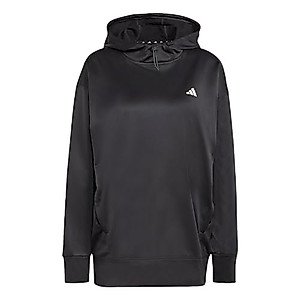 adidas Women's Aeroready Game and Go Fleece Hoodie, Black/White, Medium