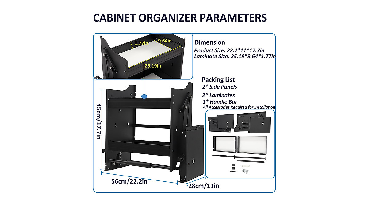 LOYALHEARTDY Pull Down Shelf - 22.2 Inch Adjustable Storage