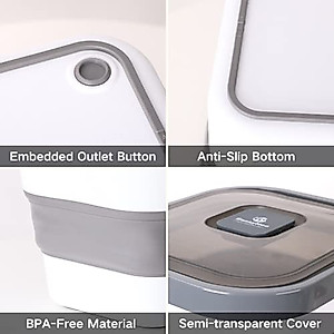 EassyHoo Dog Food Storage Container, 13lb Airtight Pet Food Container for Pets, Foldable Food Storage Bin for Cat Food and Bird Feed, Grey