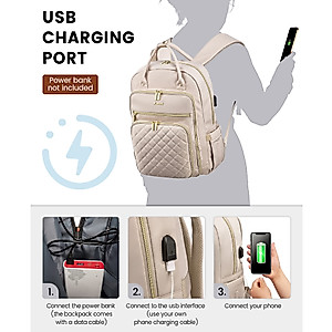 LOVEVOOK Laptop Backpack for Women, Work Travel Backpack Purse for Women Water Resistant, School Bookbag for Women, Nurse Bag Teacher Computer Backpack with USB Charging Port, Fits 15.6'' Laptop Wine