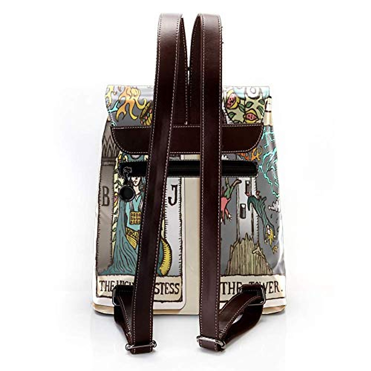Leather Backpack Shoulder Bag Travel Casual Daypack for Women Ladies Girls with Tarot Card 3