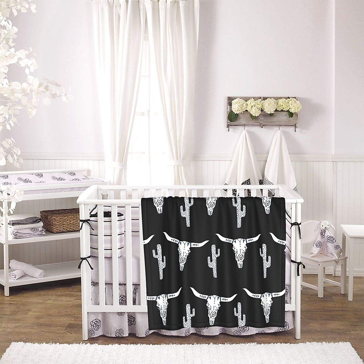 LICIFUF Comfortable Lightweight and Warm Baby Blankets Baby Blanket for Girls Or Boys Breathable Nursery Swadding Blanket for Better Care 30 X 40 Inch-Longhorn Cattle Cow Texas Skull Cactus