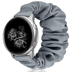 20mm 22mm Scrunchies Watch Bands, Elastic Replacement Bands for Samsung Galaxy Watch 4 5 Pro 6 Classic Galaxy Active 1 2 40mm 44mm for Women Grey-M