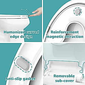 Elongated Toilet Seat with Toddler Seat Built In, Slow Close, Quick Release, Never Loosen, Heavy Duty, White
