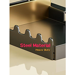 Dr.DJ Spoon Rest Pot Lids Holder, Pot Pan Lid Organizer Stand Heavy Duty, Cutting Board Rack Chopping Board Organizer Stand Spoon Rest w Drip Tray Kitchen Countertop, Stainless (Black)