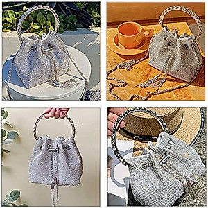 BBTT.ful Shoulder Bags Crossbody Bag Purses Handbags Crystals Evening Bag Silver for Women Girls Wedding Prom Party Club Bling Bling Sparkling
