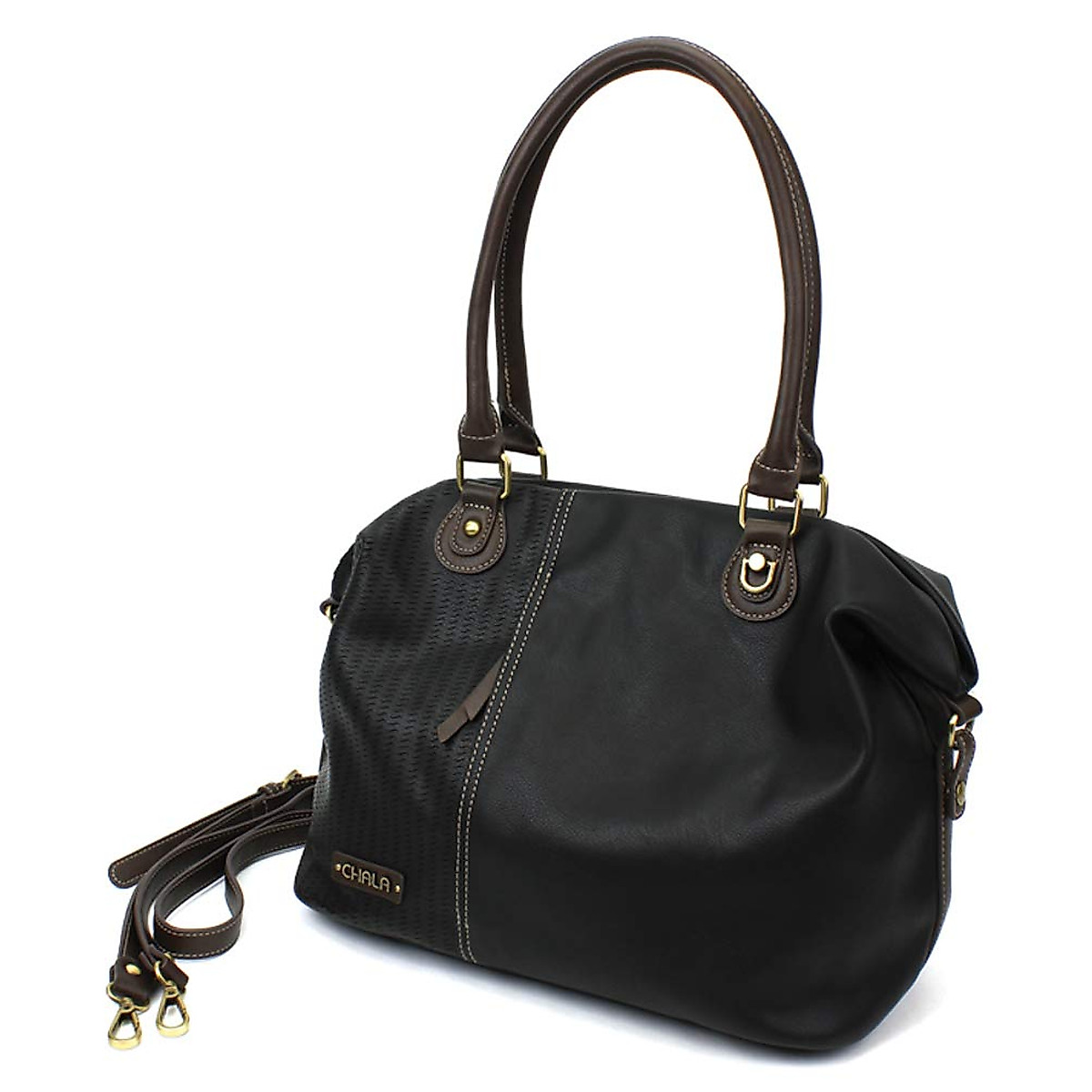 CHALA Laser Cut Crossbody Shoulder bag Tote Bag with adjustable Strap-Black (Smiley Girl)