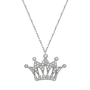 Queen Crown 925 Sterling Silver Pendant Necklace (Sterling Silver)