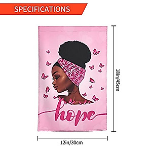 African American Breast Cancer Awareness Garden Flags 12×18 Double Sided Small Banner Sign Decoration Flags For Outside Yard Outdoor Decor