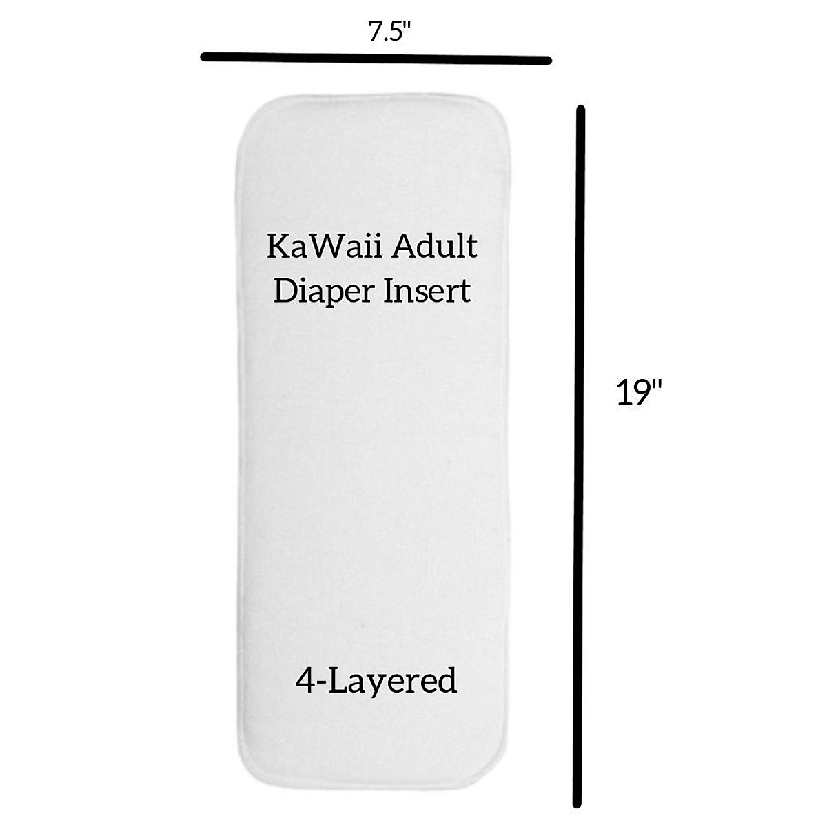 Kawaii Adult Diaper Liner Booster Pad Insert, Highly Absorbent Reusable Cloth Diaper Pads, Oversize 4-Layer (19 x 7.5) Pack of 5