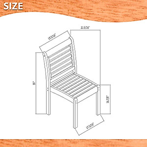 Amazonia Leeds 2-Piece Stackable Side Chair | Eucalyptus Wood | Ideal for Outdoors and Indoors
