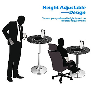 Giantex Round Pub Table Height Adjustable, 360° Swivel Cocktail Pub Table with Sliver Leg and Base for Home, Bar Table(1, Black)